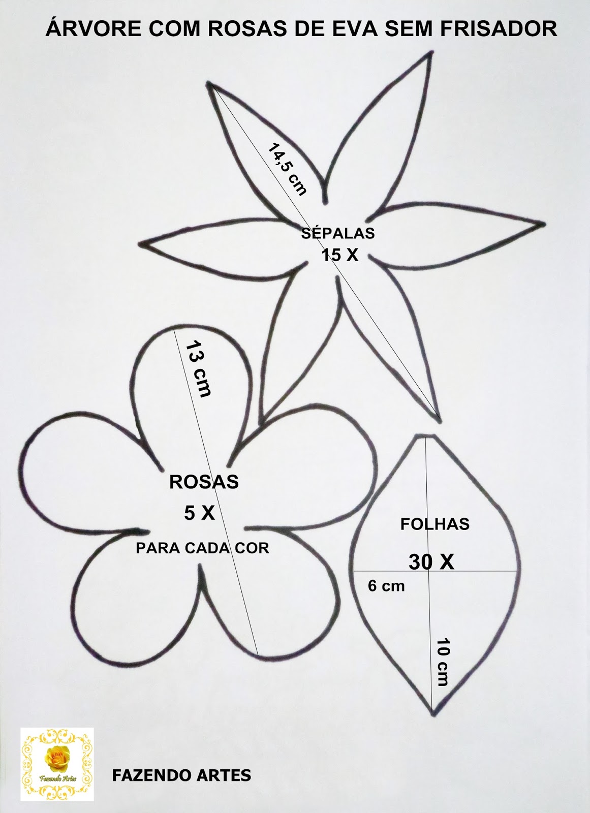 Fazendo Artes: ÁRVORE COM ROSAS EM EVA SEM FRISADOR