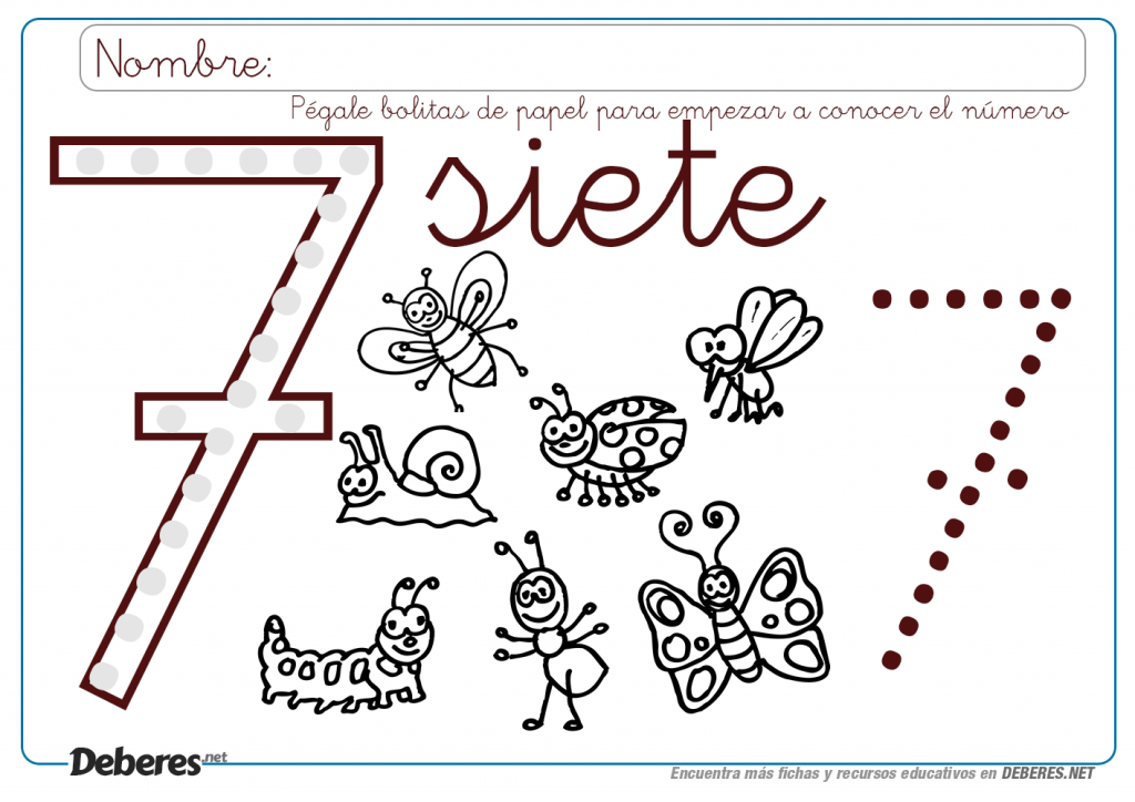 Trabajando en Educación Infantil: Otras 10 fichas del número 7