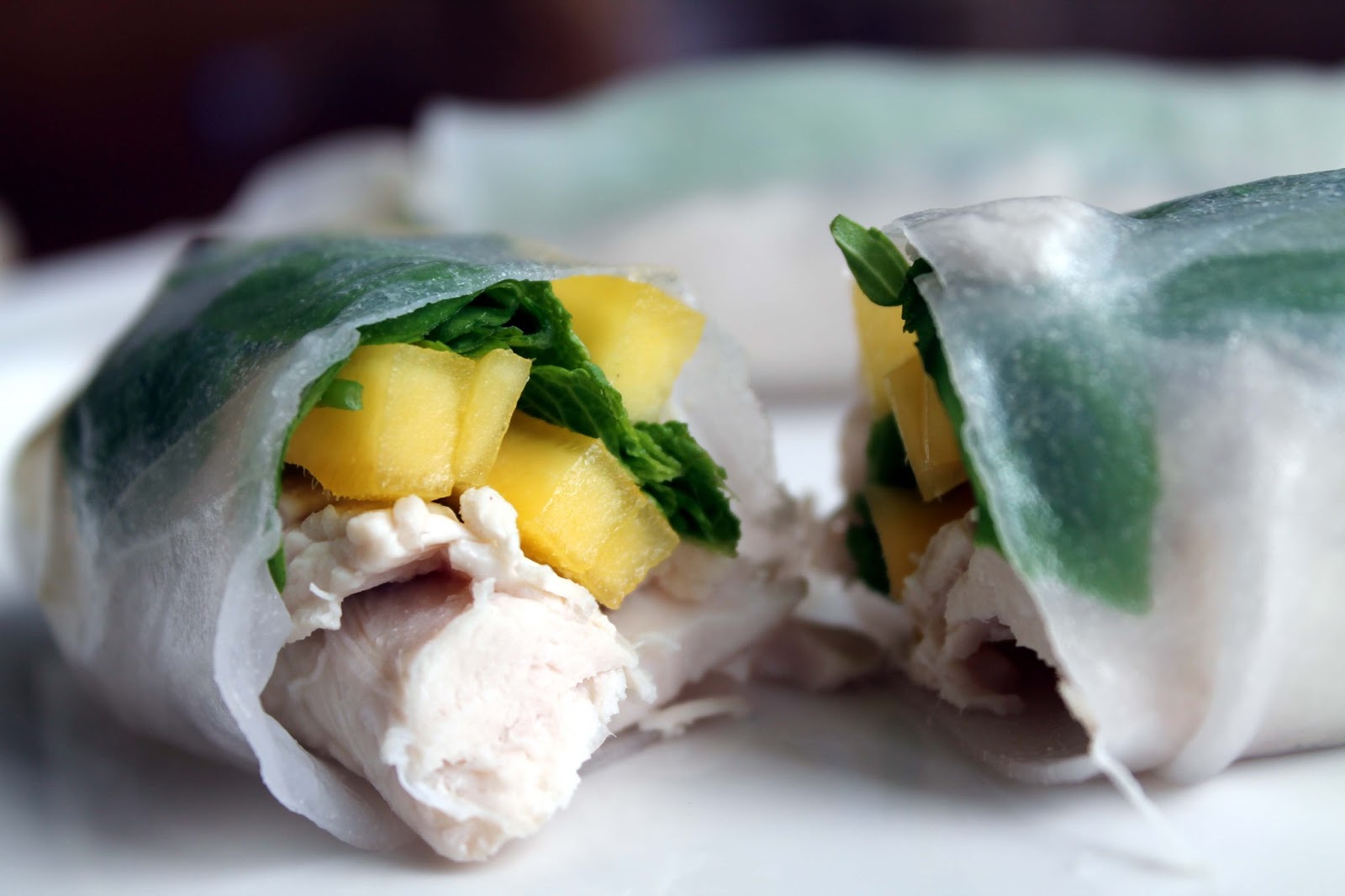 Serena's Medium Rare: Chicken, Mango & Mint Fresh Spring Rolls
