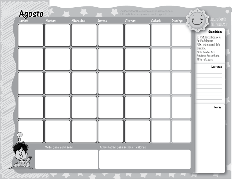 Fichas para preescolar: Planeador julio y agosto