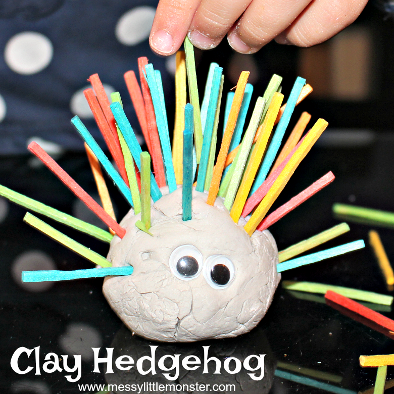 Clay Hedgehog Craft - An easy autumn craft for kids - Messy Little Monster