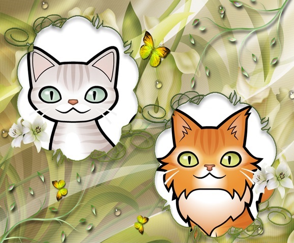 Wendy's 3-D Cats: DYLAN & DANTE: THE KISS