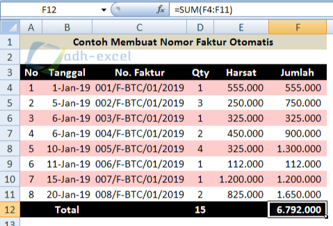 Cara Menciptakan Nomor Faktur Otomatis Dengan Rumus Dalam Microsoft ...