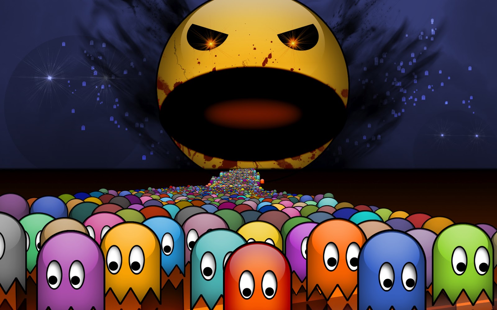 Wallpaper a day: evil pacman eating chosts wallpaper