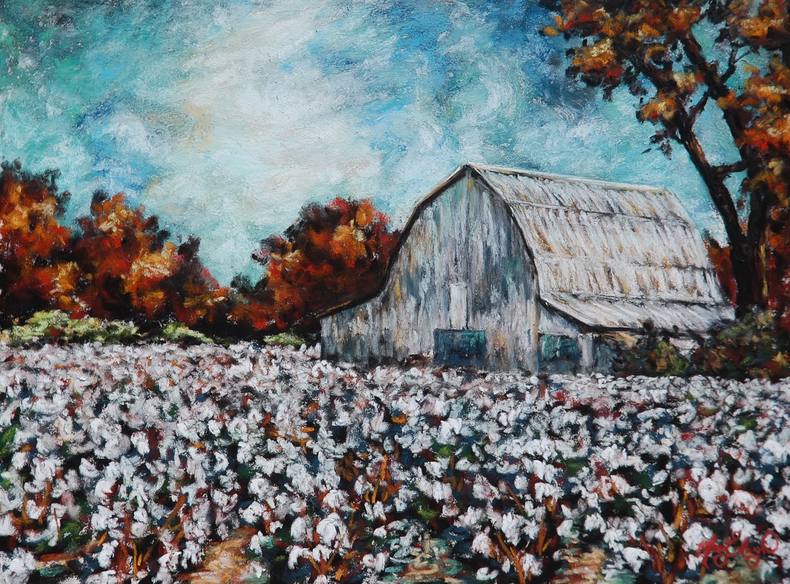 Somewhat Daily Paintings: Southern Cottonfield