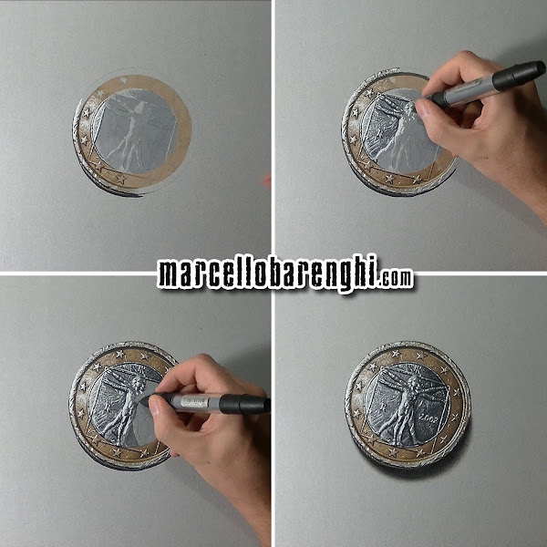 1 Euro Coin Drawing - Marcello Barenghi