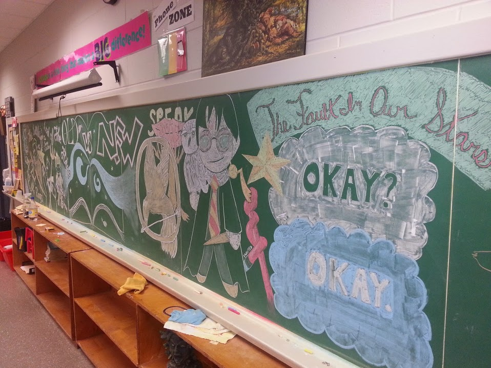 English Department: Student Chalk art from Mr. Casey''s Classroom