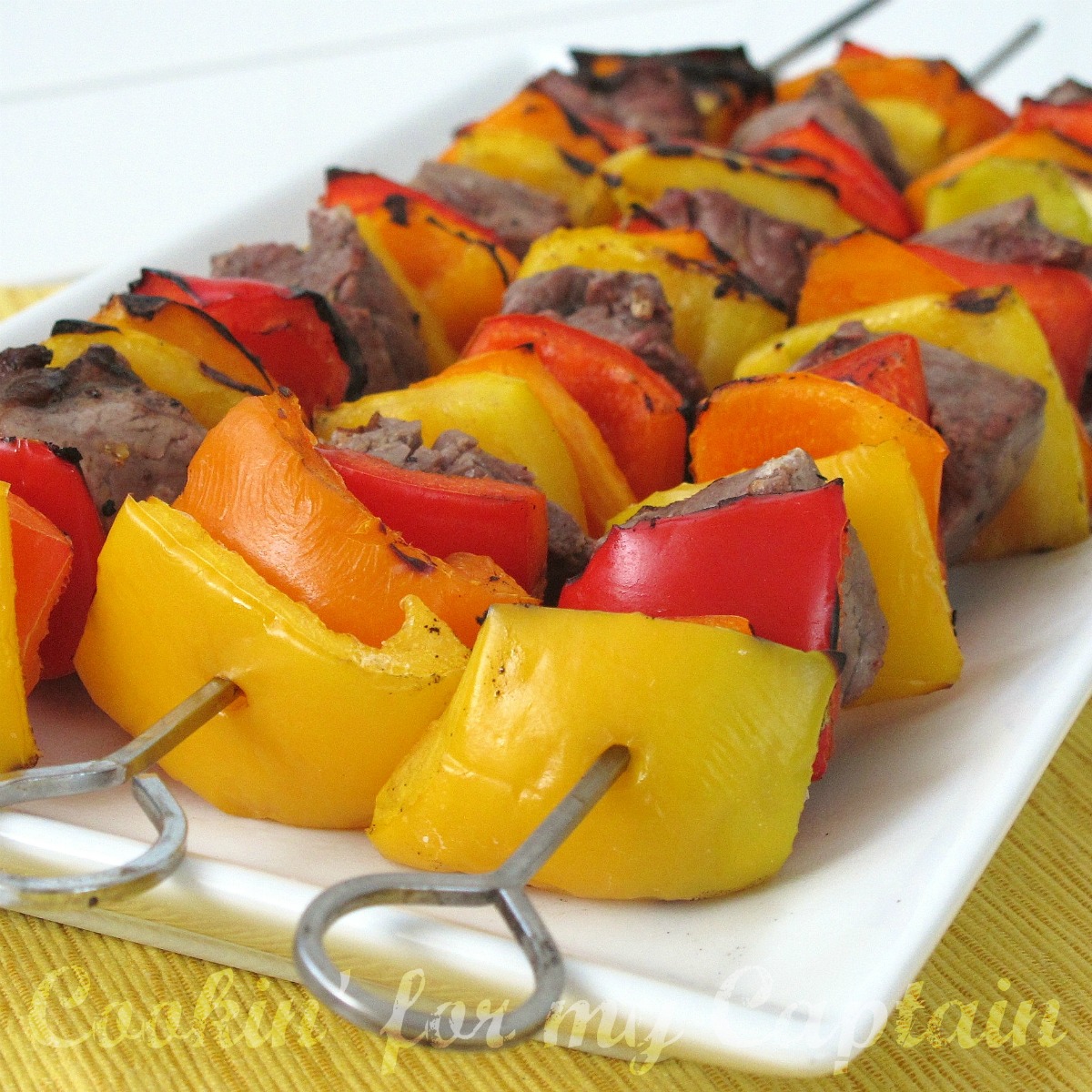 Cookin' for my Captain: Rainbow Steak Kabobs--HCG