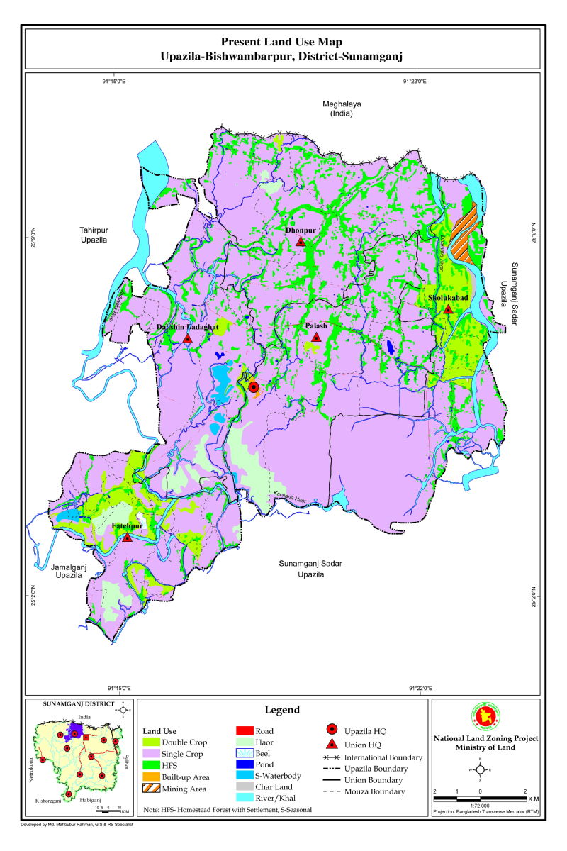 Mouza & Land Use Maps of Bishwamvarpur Upazila, Sunamganj, Bangladesh ...