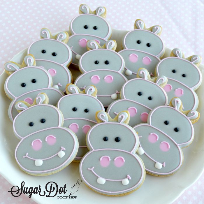 Sugar Cookies with Royal Icing - Hippopotamus