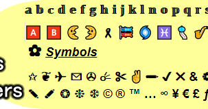Symbols Characters | |Generator nick Different letter fonts copy: Cool ...