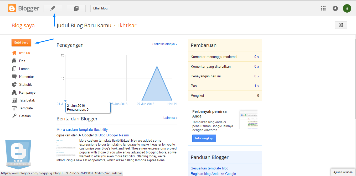 Cara Membuat Blog Gratis Dengan Mudah - Blogger CSS