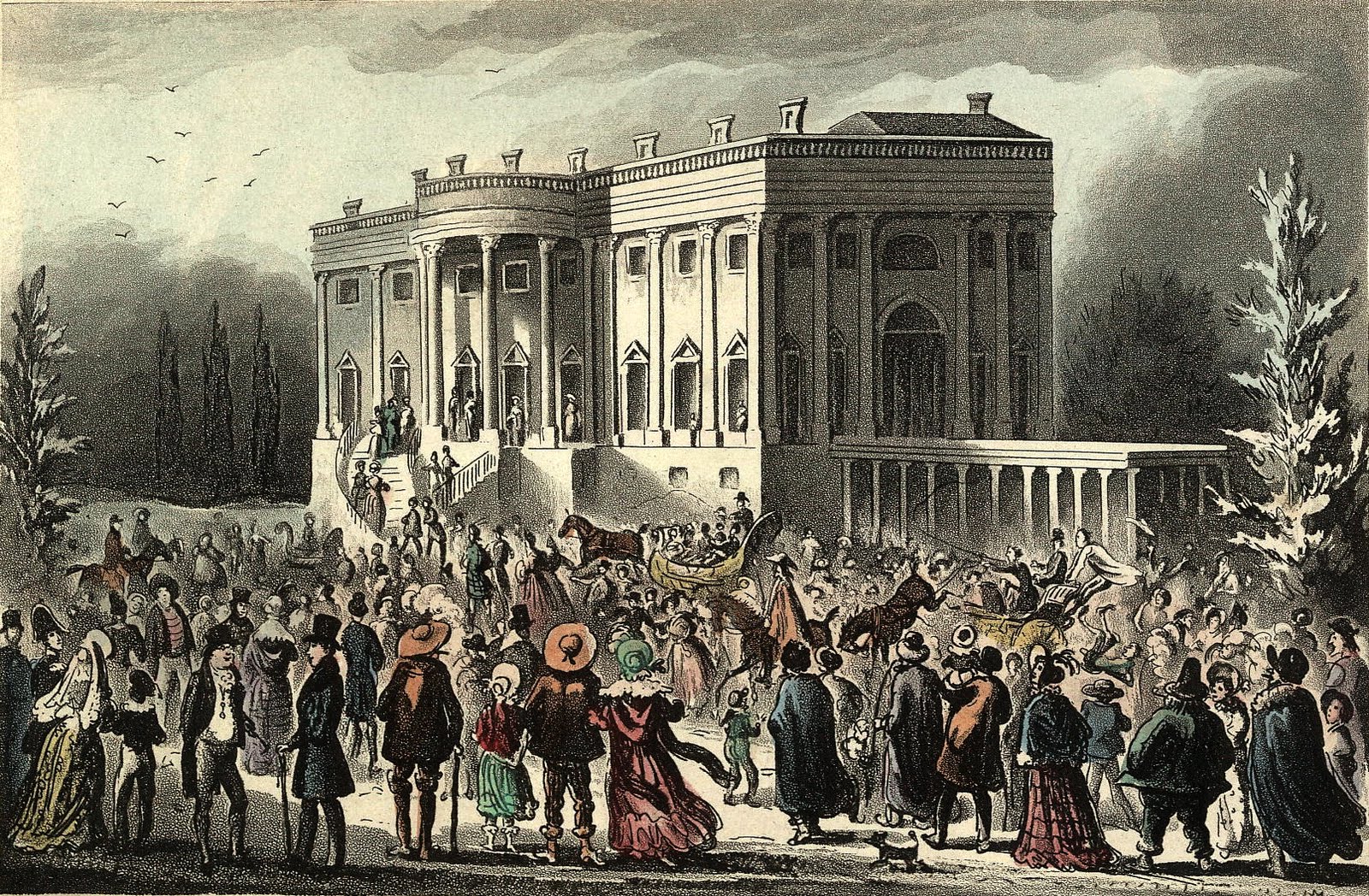 Crowd in front of White House during Andrew Jackson's first inaugural ...