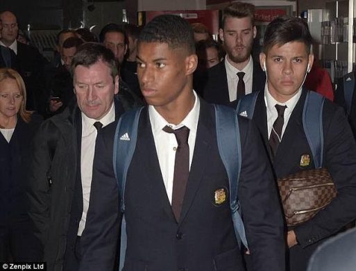 Angry/sad looking Man U players & Jose Mourinho arrive back home after ...