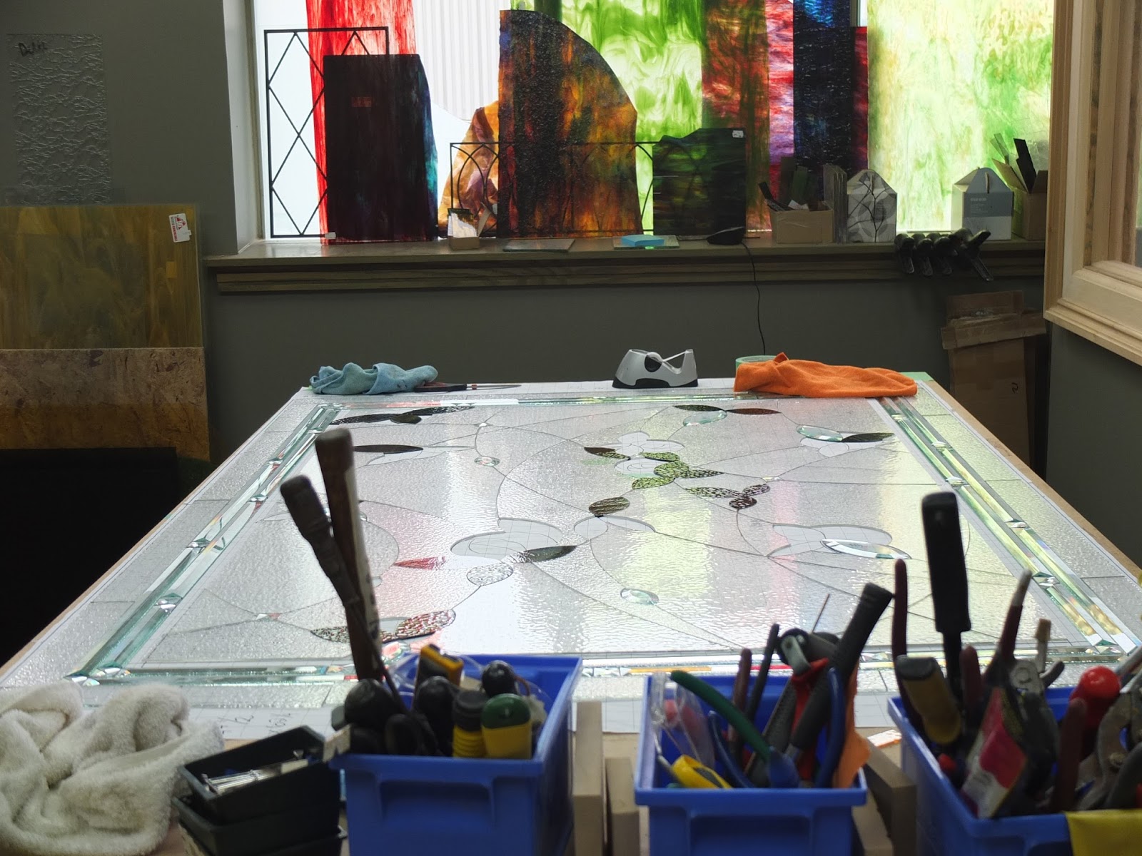 Glassworks Studio: A truely large leaded glass panel..ready for install ...