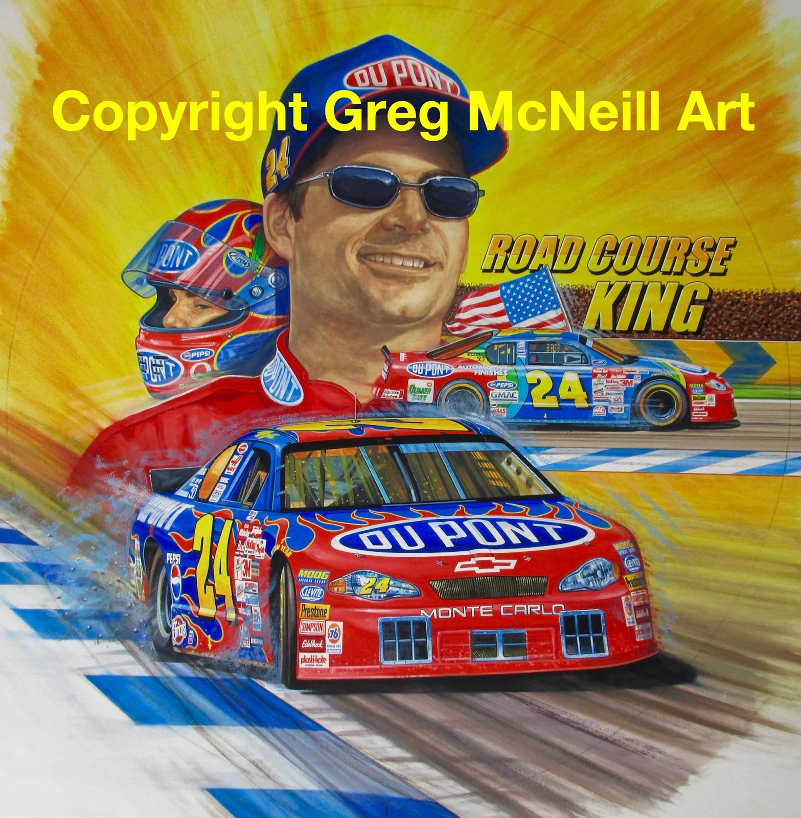 Greg McNeill Art: Original artwork - Jeff Gordon - NASCAR Road Course King