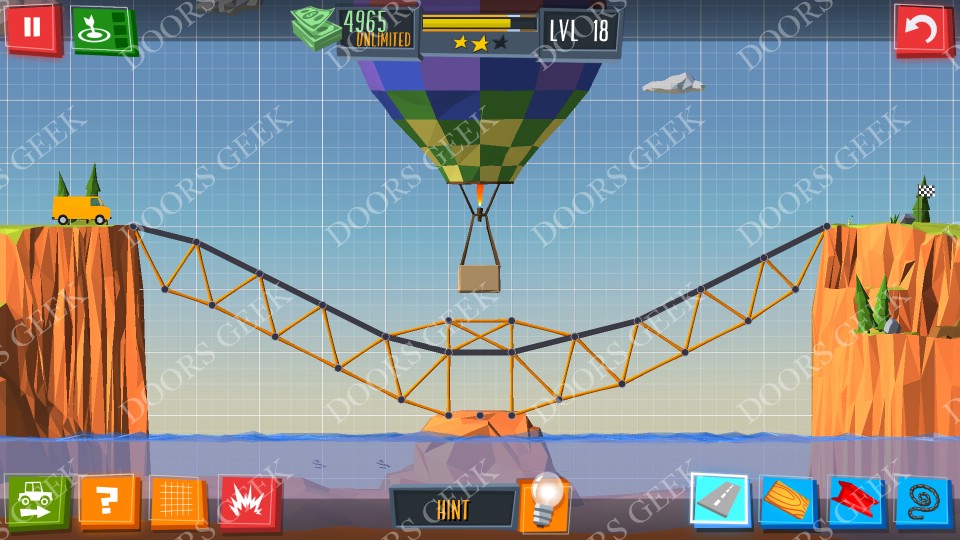 Build a Bridge! Level 18 Solutions ~ Doors Geek