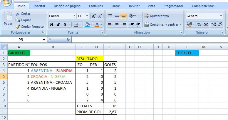 Computación para tod@s: N°13 - TP1 EXCEL "Mundial"