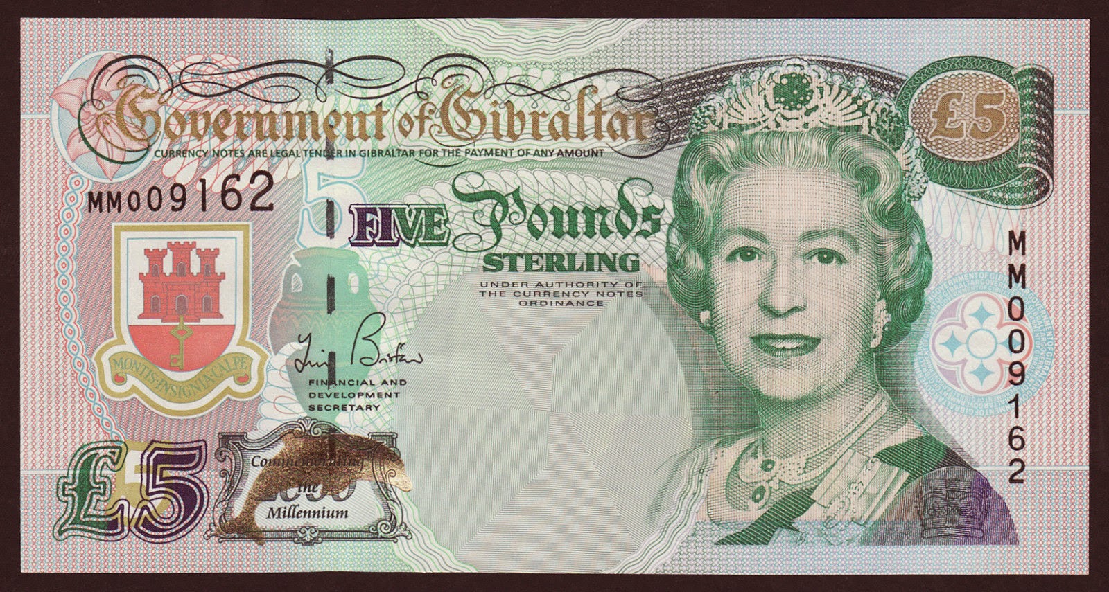Gibraltar 5 Pounds banknote 2000 Millennium|World Banknotes & Coins ...