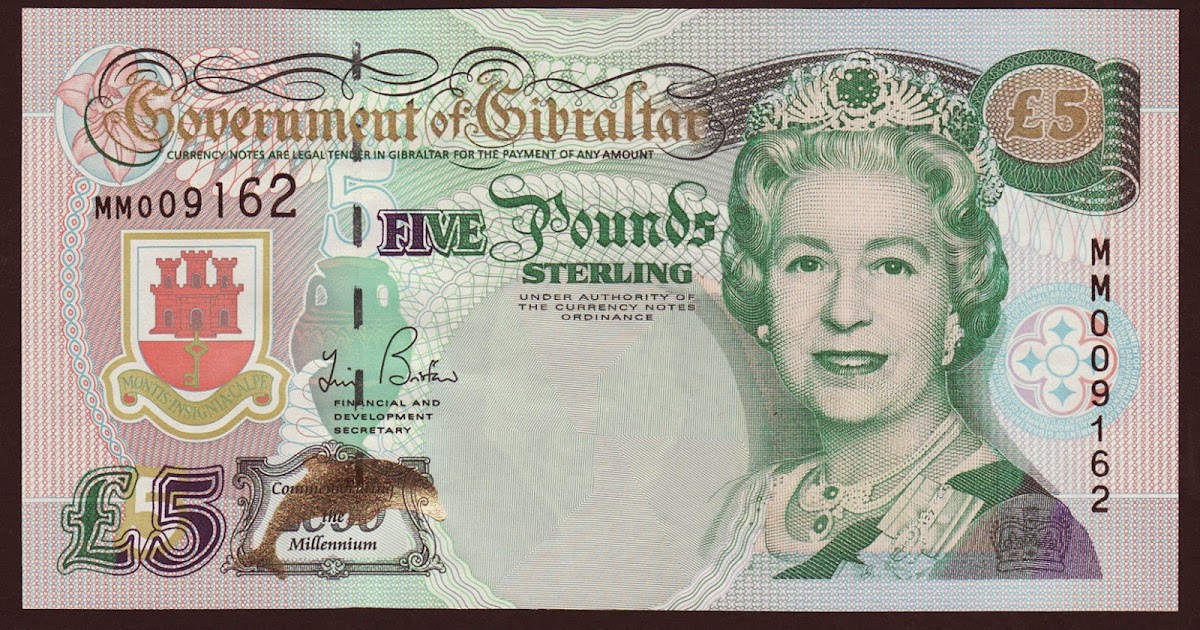 Gibraltar 5 Pounds banknote 2000 Millennium|World Banknotes & Coins ...