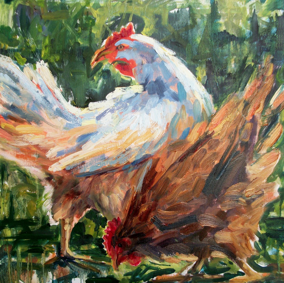 Susan Bell Fine Art: "Henrietta and Helen" Original Chicken Oil ...