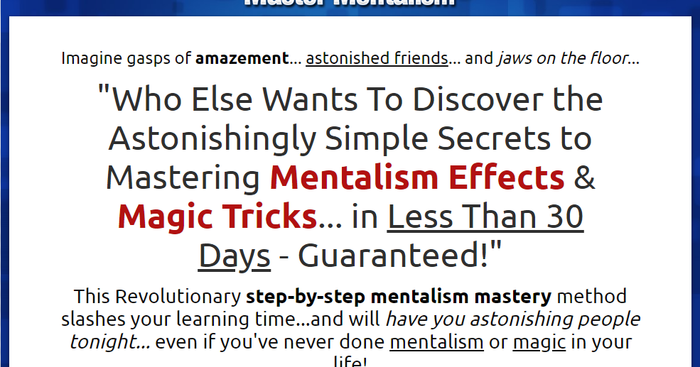 MENTALISM EFFECTS & MAGIC TRICK