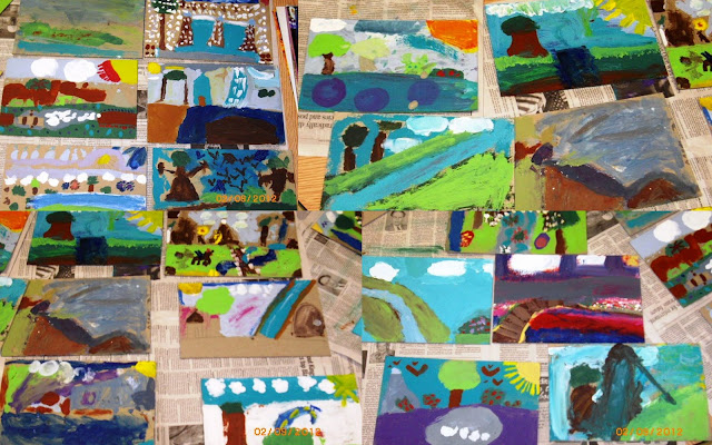 Art & Painting at WBR school: 2nd grade paints landscapes