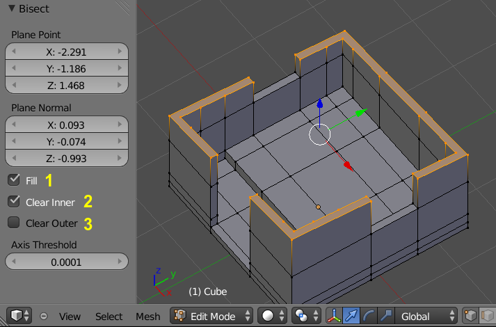 Blender 2.69 : 切剖面 Mesh Bisect