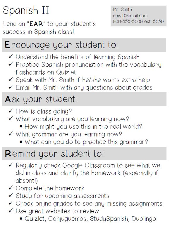 Senorita's Spanish Class: Parent Teacher Conferences
