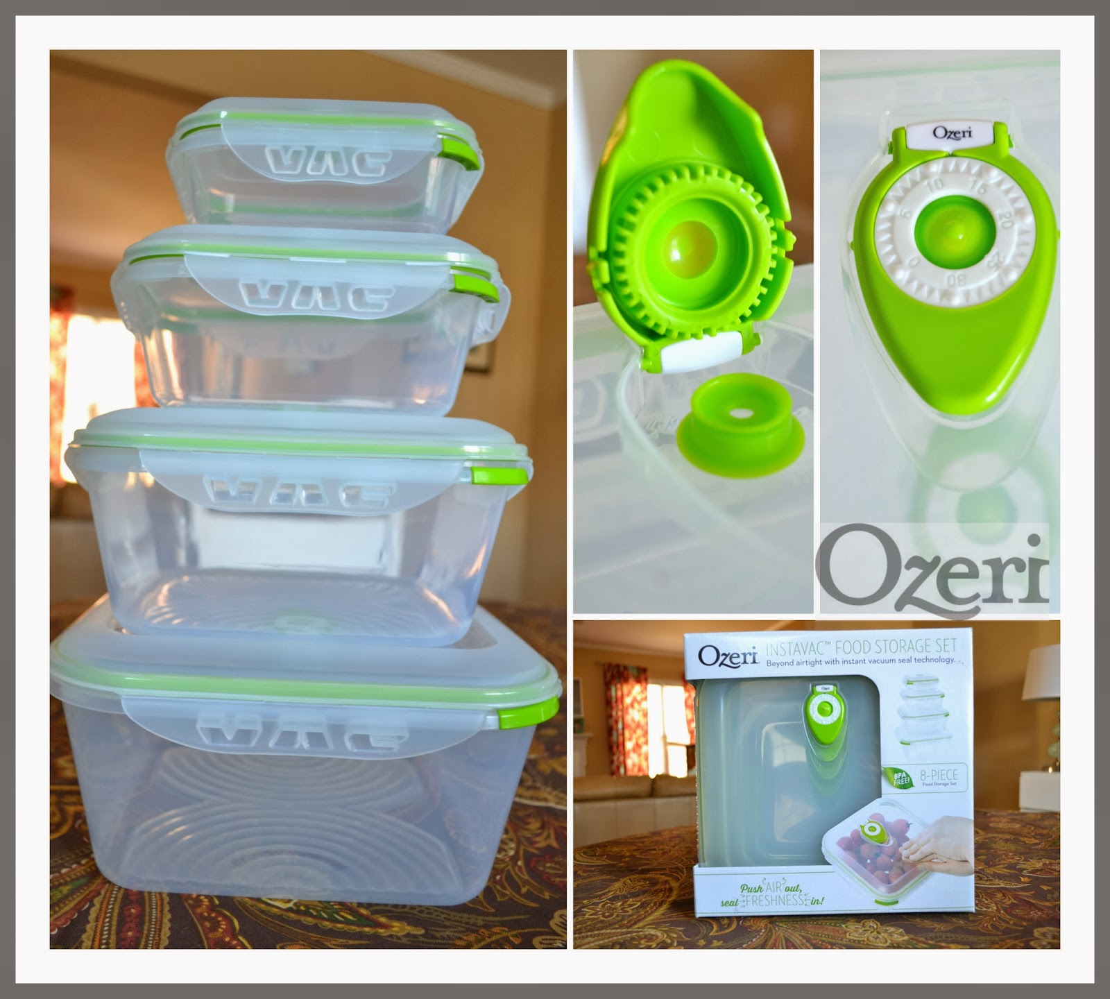 Ozeri INSTAVAC Green Earth Food Storage Container Set, BPA-Fee 8-Piece ...