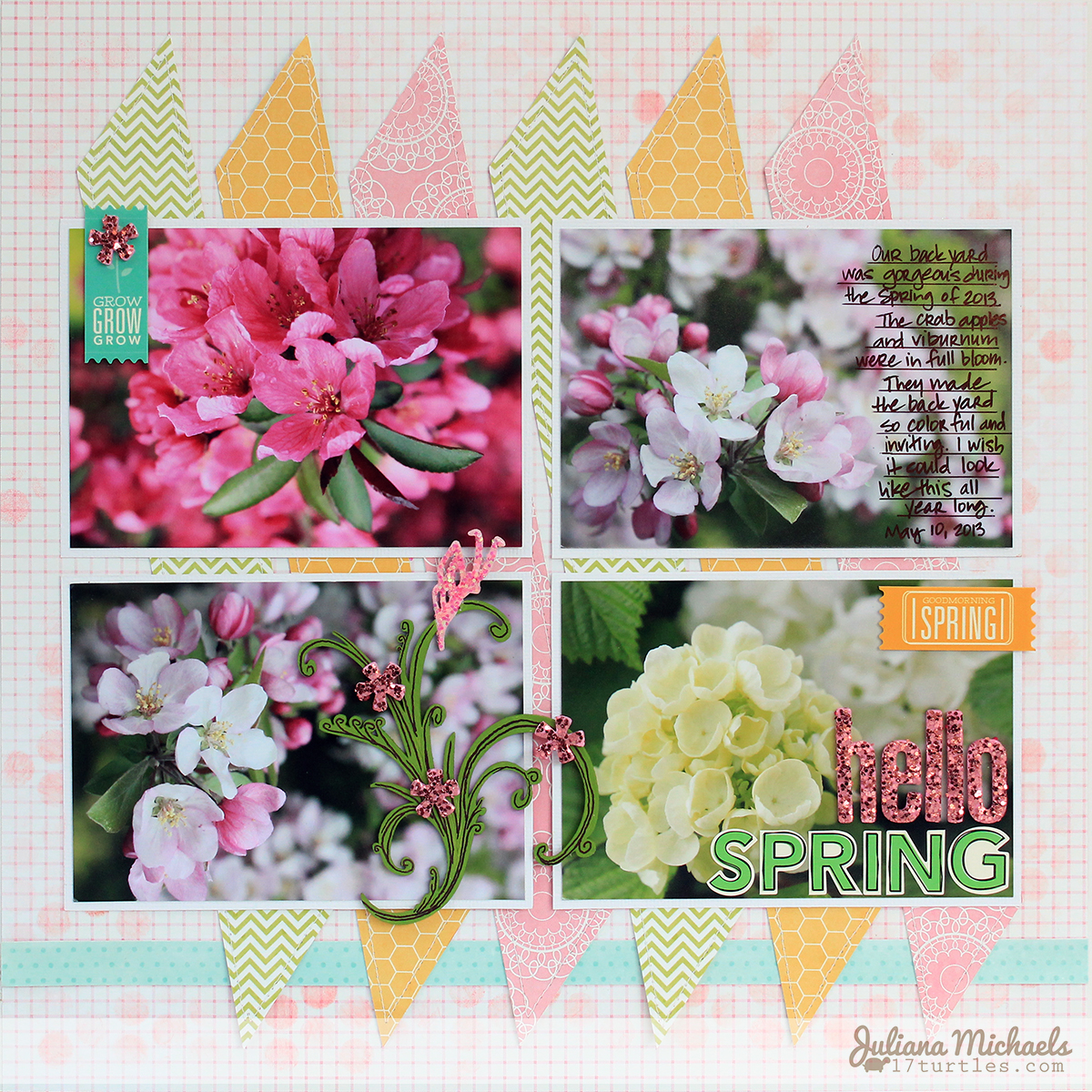 Hello Spring Scrapbook Page - 17turtles Juliana Michaels