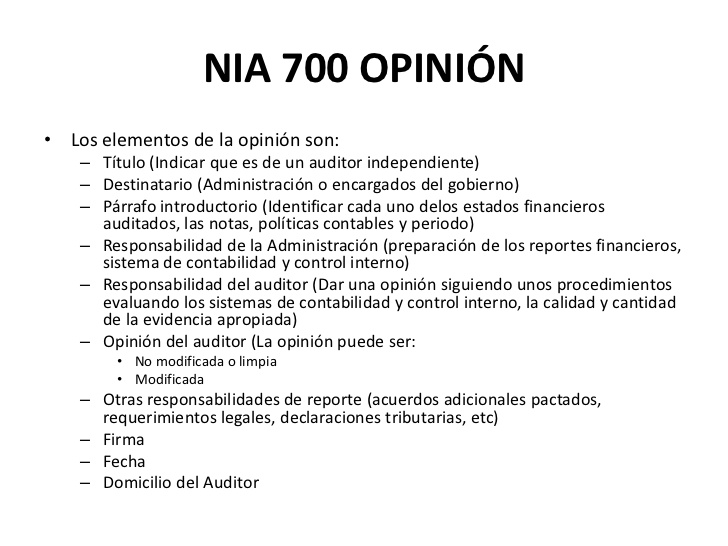 Redacción de Informes Tecnicos: NIA 700: FORMACION DE UNA OPINION Y ...