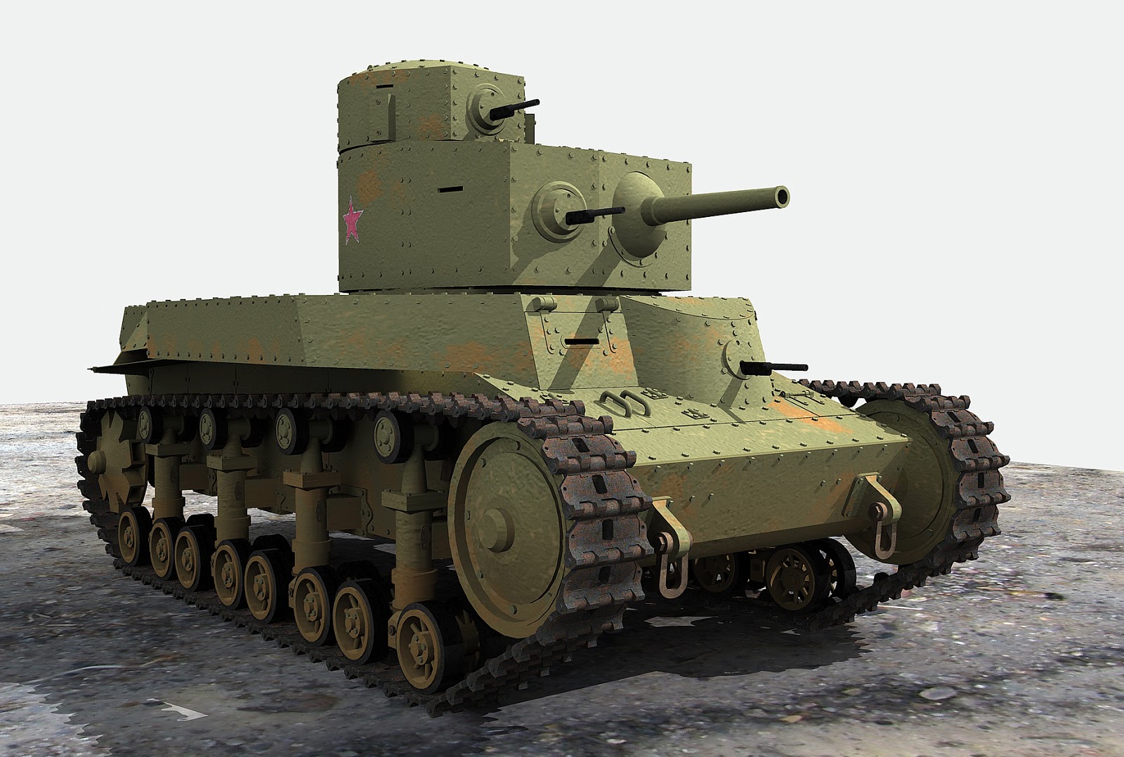 SketchUP Power 草圖力量: Russia T-24 Medium Tank 蘇聯T24中型坦克