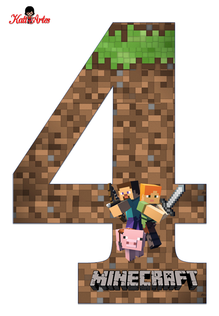 Molde de letras e números Minecraft para imprimir - Festa Free