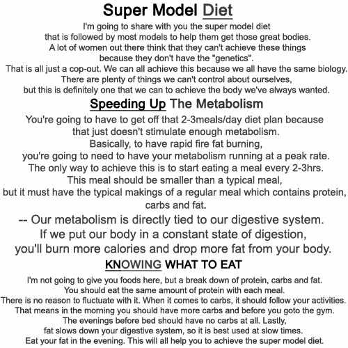 Bethebest3: Supermodel Diet - Very useful information