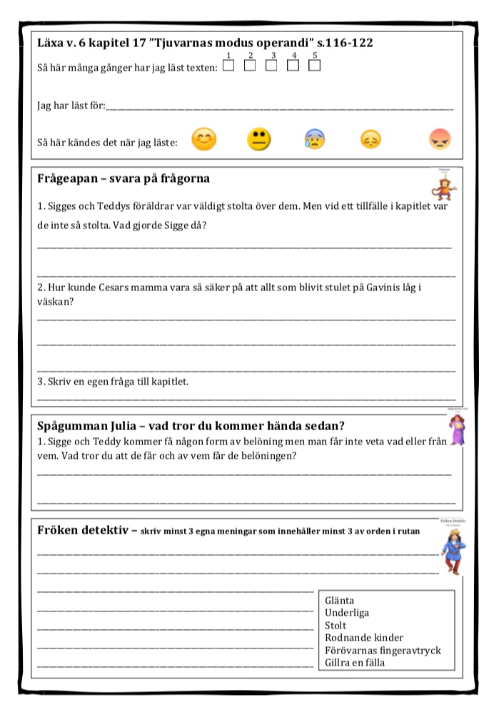 Fröken Larssons klassrum: Läsuppdragshäften Nyckeln till skatten