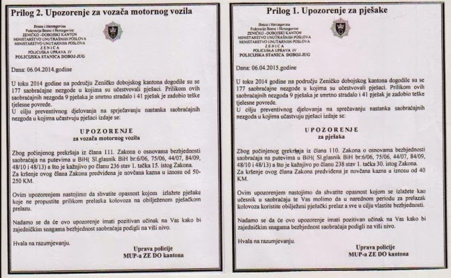 Balkan Hajmo Sloboda: MUP ZDK: Upozorenje za vozače i pješake Kazna za ...