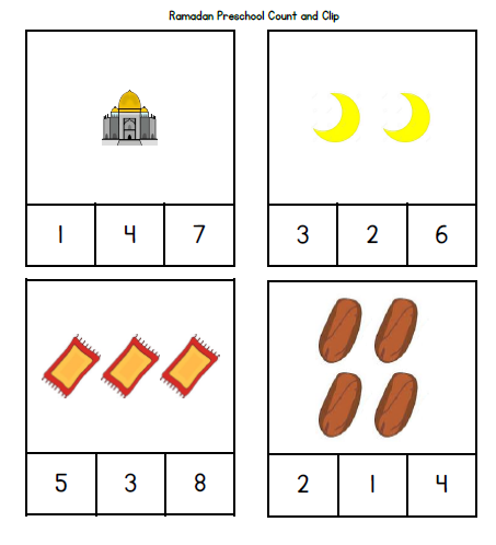 Ramadan Preschool Count and Clip Activity