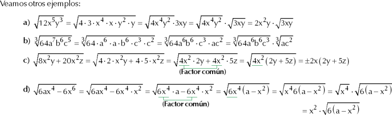 EXTRACCION DE FACTORES DE UN RADICAL EJEMPLOS Y EJERCICIOS RESUELTOS