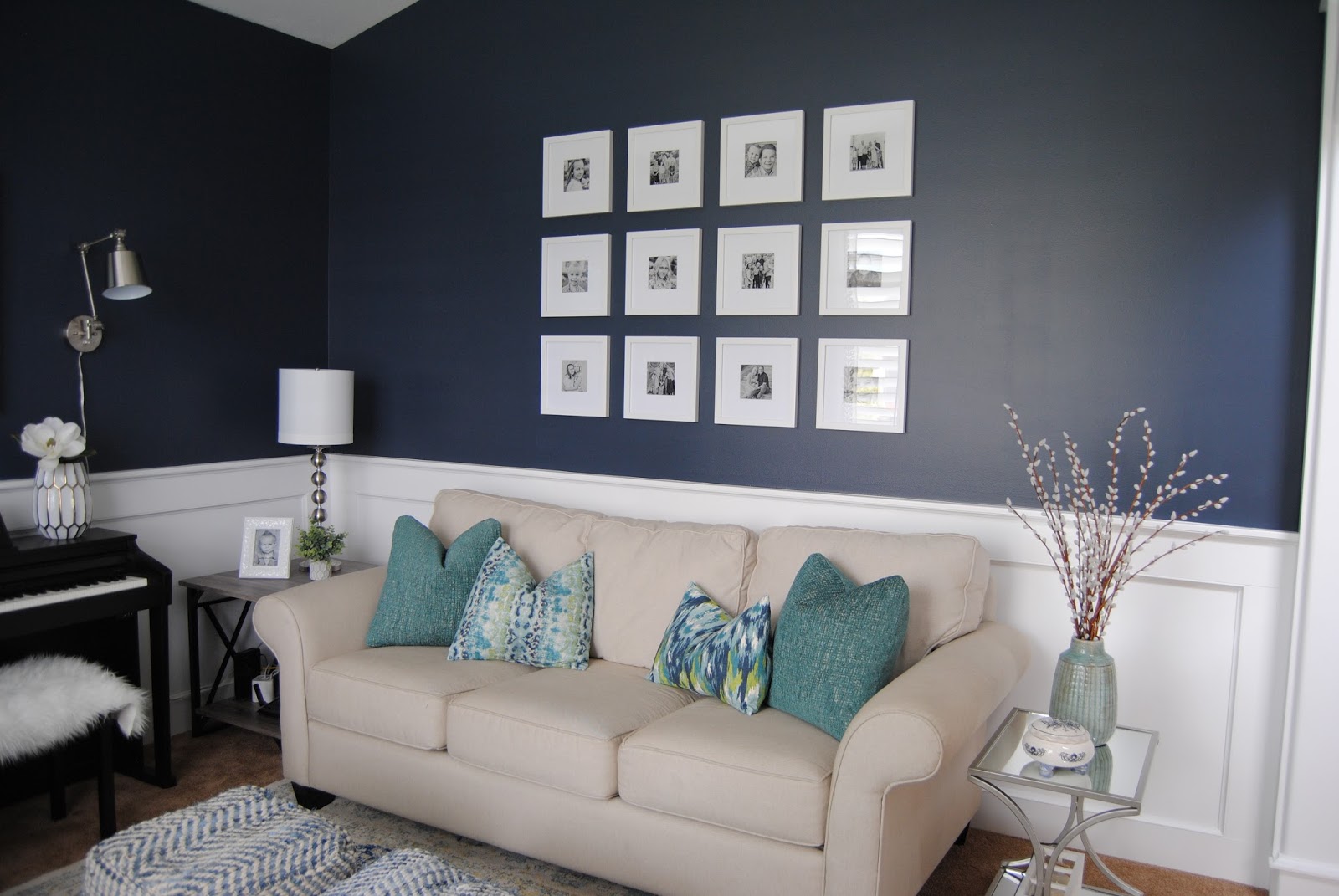 Studio 7 Interior Design: Client Reveal: Navy Infused Living Room