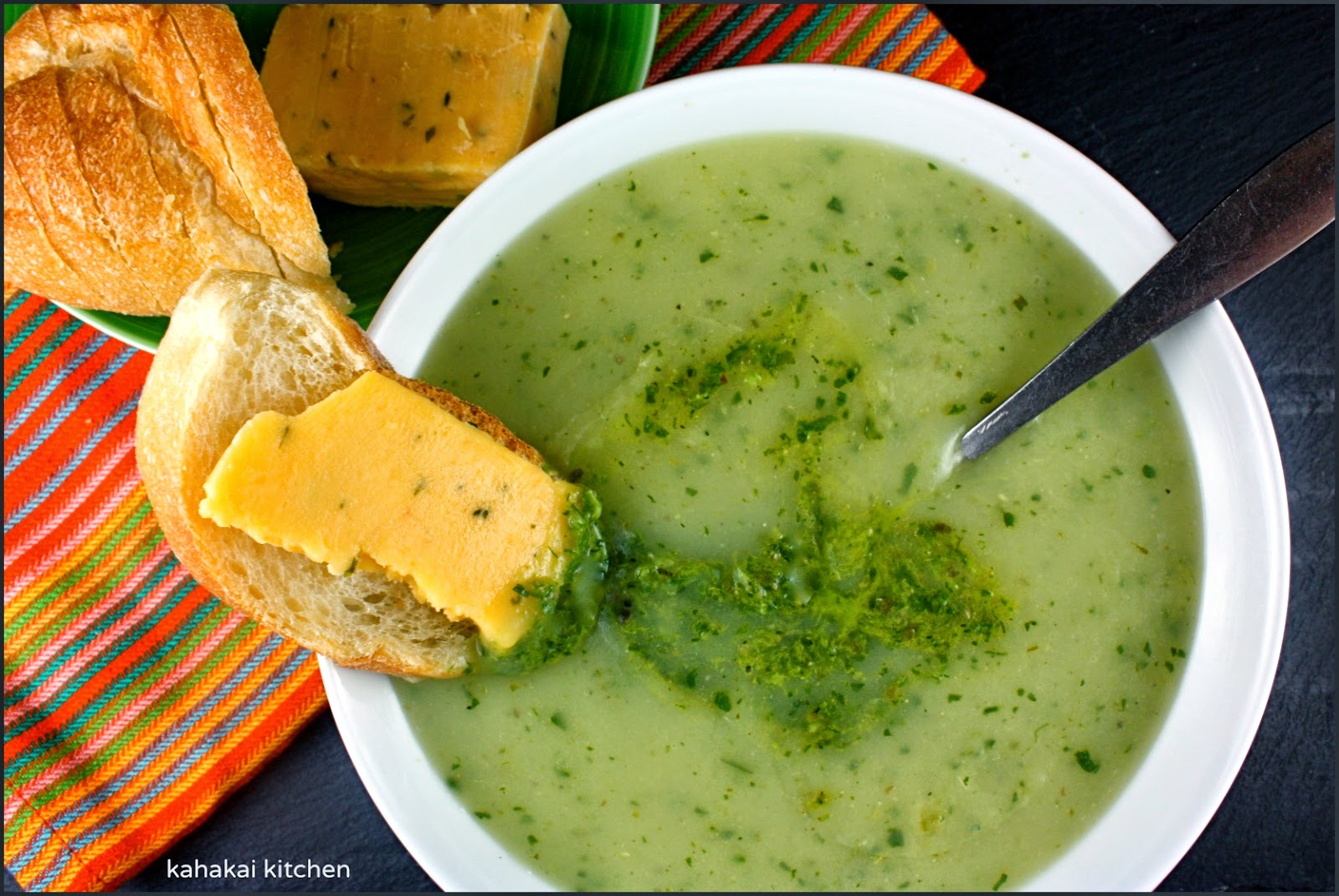 Kahakai Kitchen: Potato and Parsley Soup with Herb-Caper Pesto: Storm ...