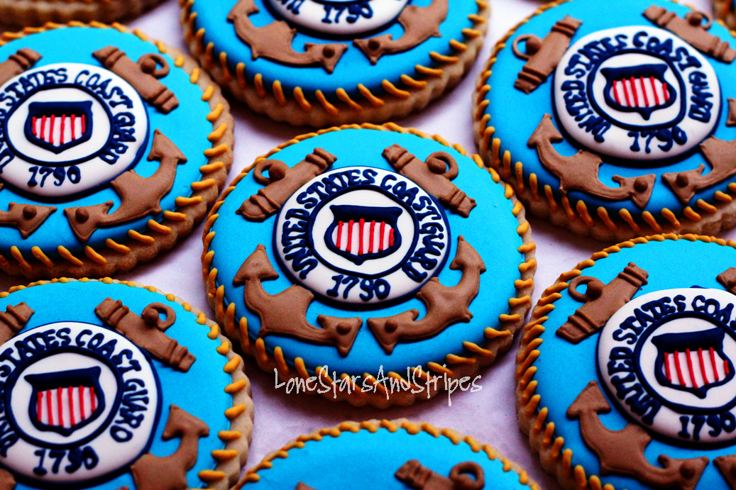 Lone Stars and Stripes: { coast guard insignia cookies }
