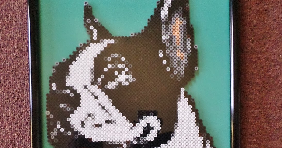 Long Black Fingers : Framed French Bulldog Perler Bead