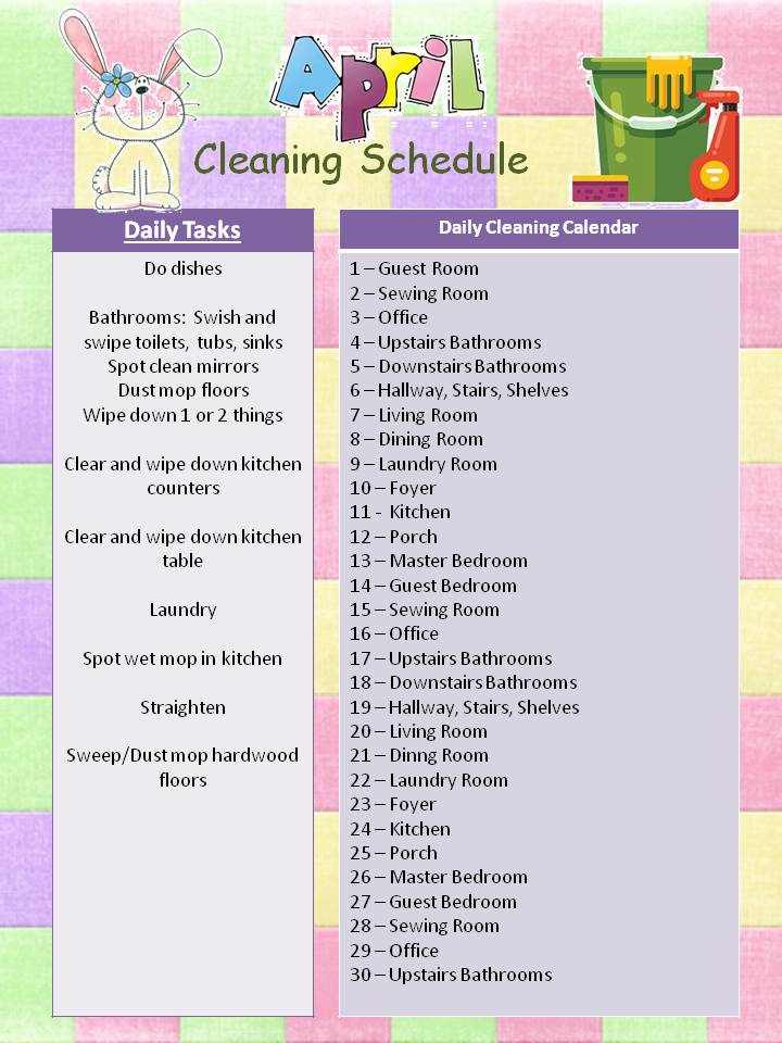 The Life of Grammy: April Cleaning Schedule