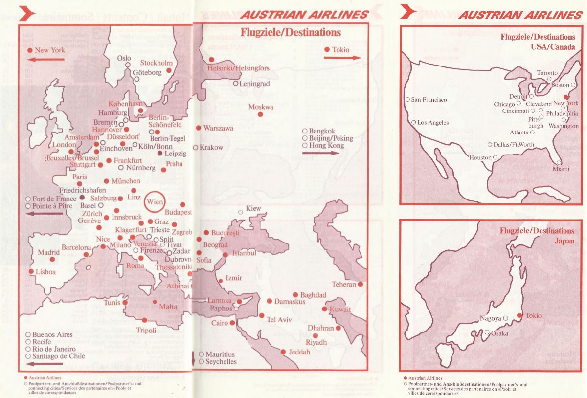 Austrian Airlines Route Map