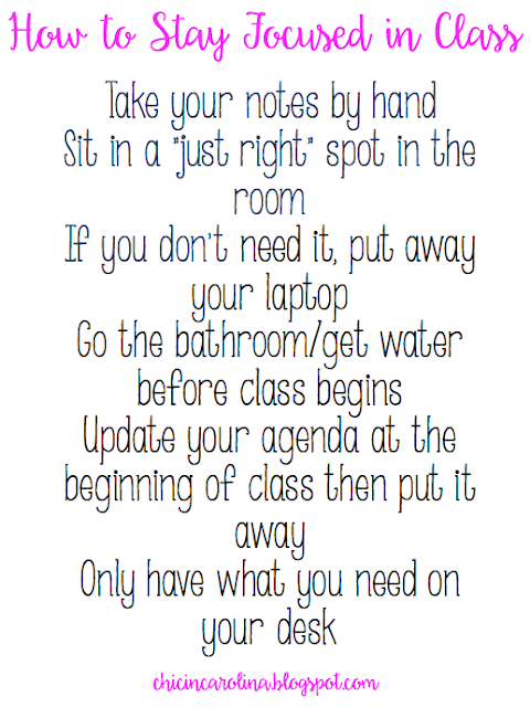 Chic in Carolina: How to Stay Focused in Class