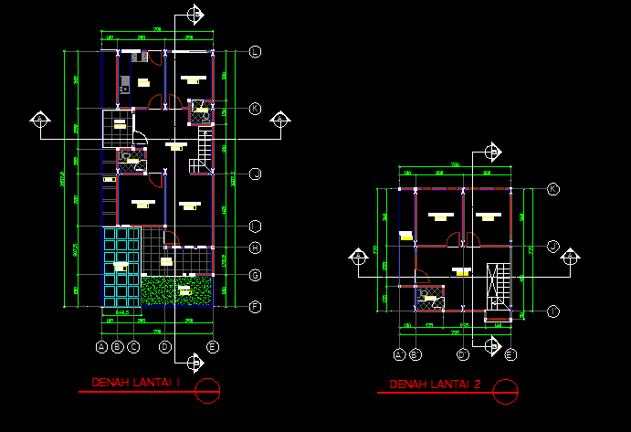 Contoh Gambar Autocad : Rumah Minimalis 2 Lt