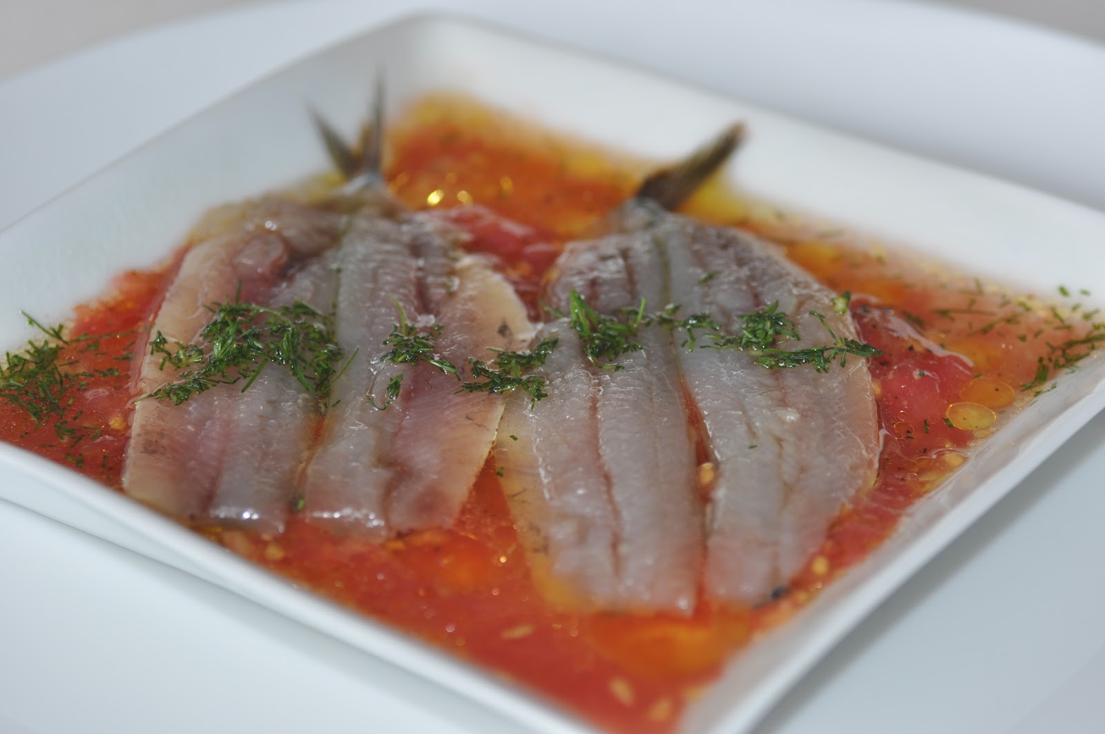 Tomates verdes fritos: Sardinas frescas marinadas