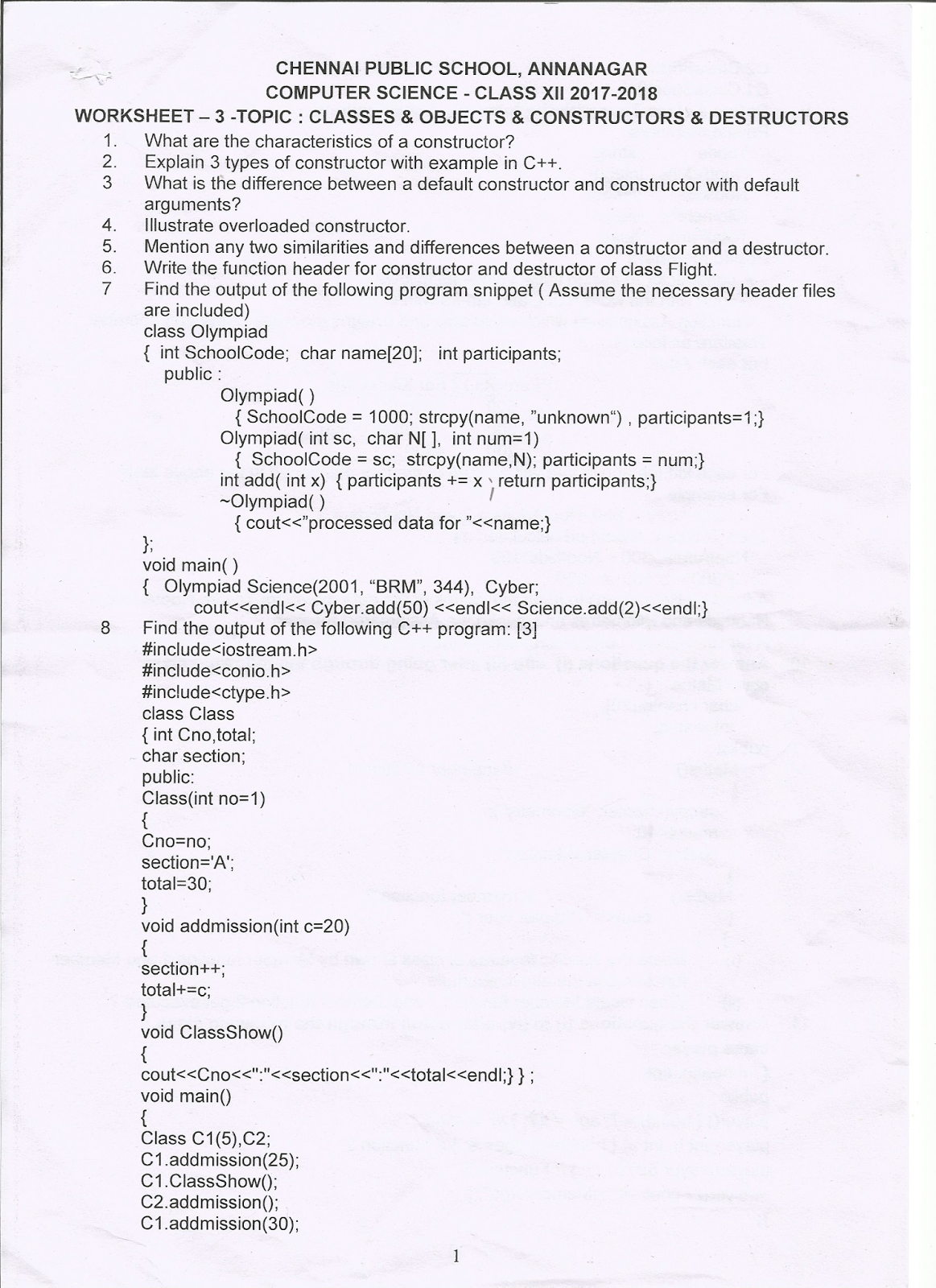 12ecps Classes And Objects Constructors And Destructors Function Overloading Ws