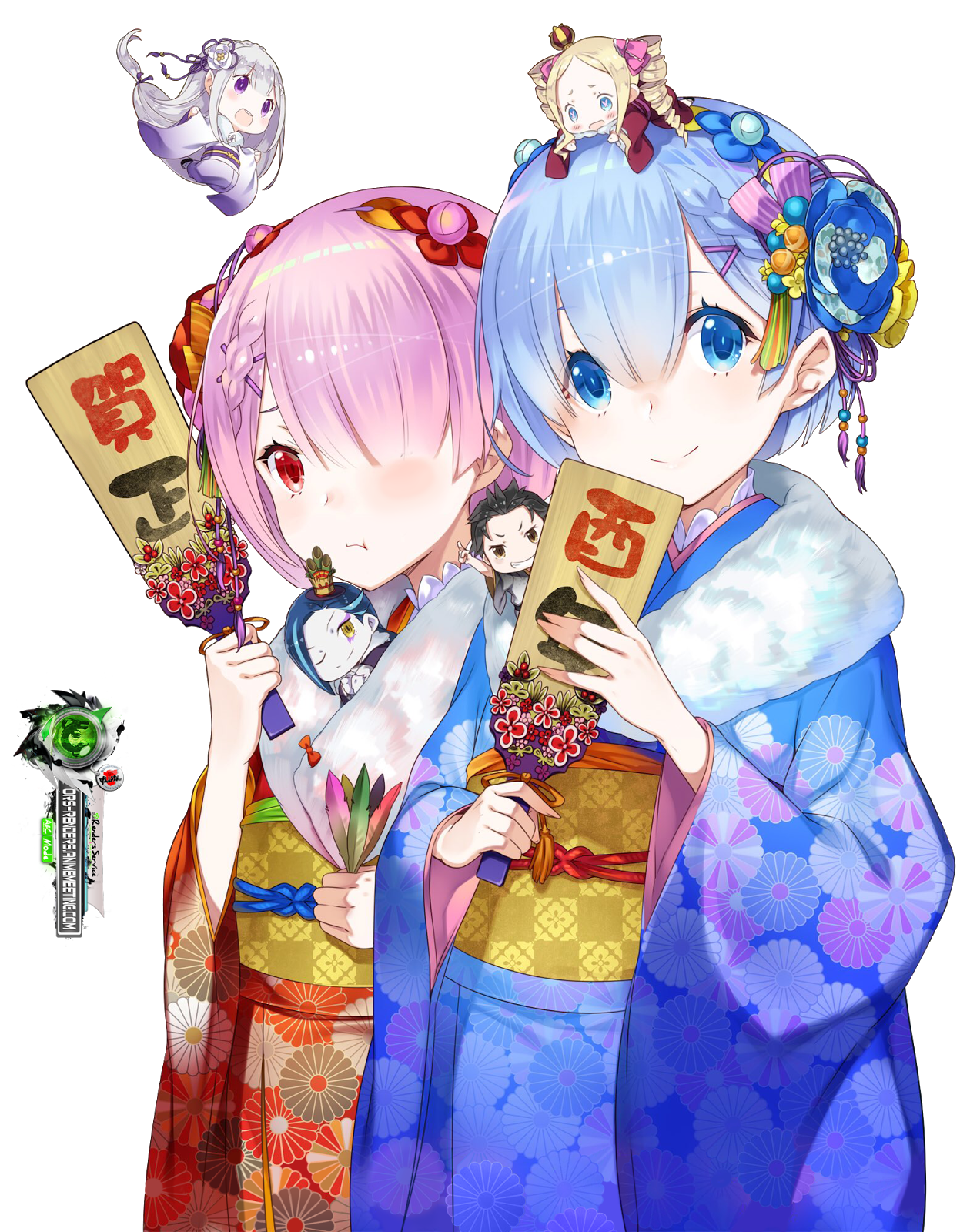 Re-Zero:Rem+Ram+Chibis Mega Kawaiii New Year Kimono 2017 Render | ORS ...